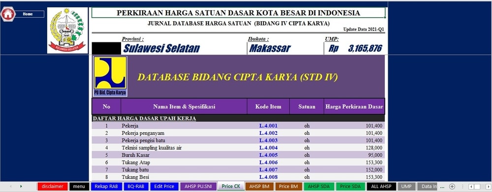 Download Aplikasi DataPro, Aplikasi Jurnal Database Harga Satuan Provinsi Terbaru