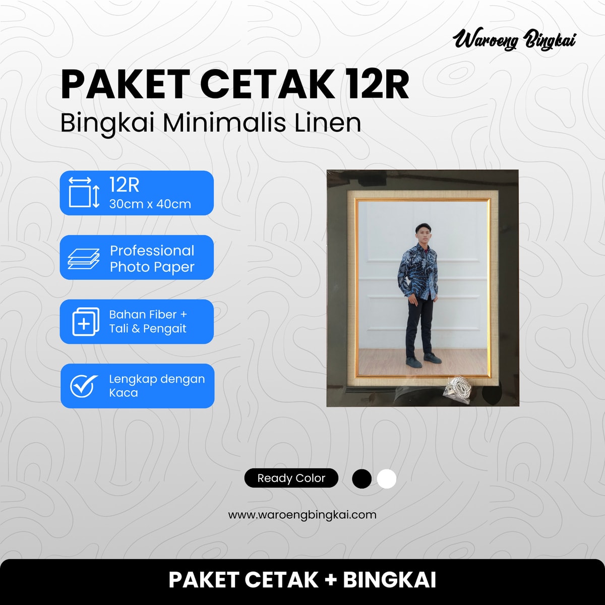 Paket Cetak Foto Ukuran 12R 30x40 CM Minimalis Linen