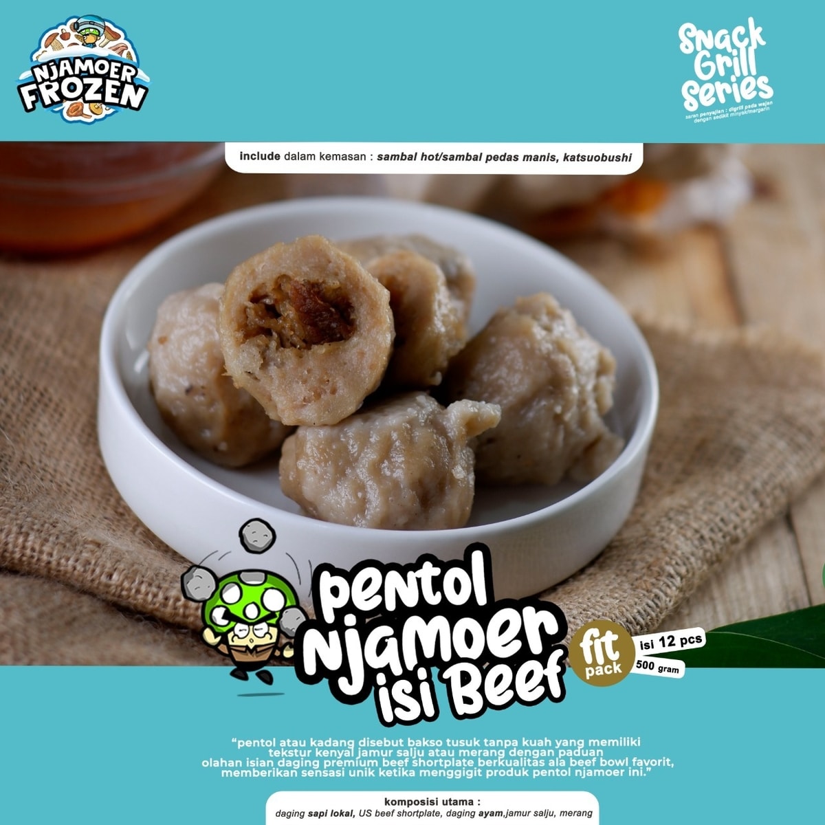 Pentol Njamoer isi Beef Fitpack Frozen