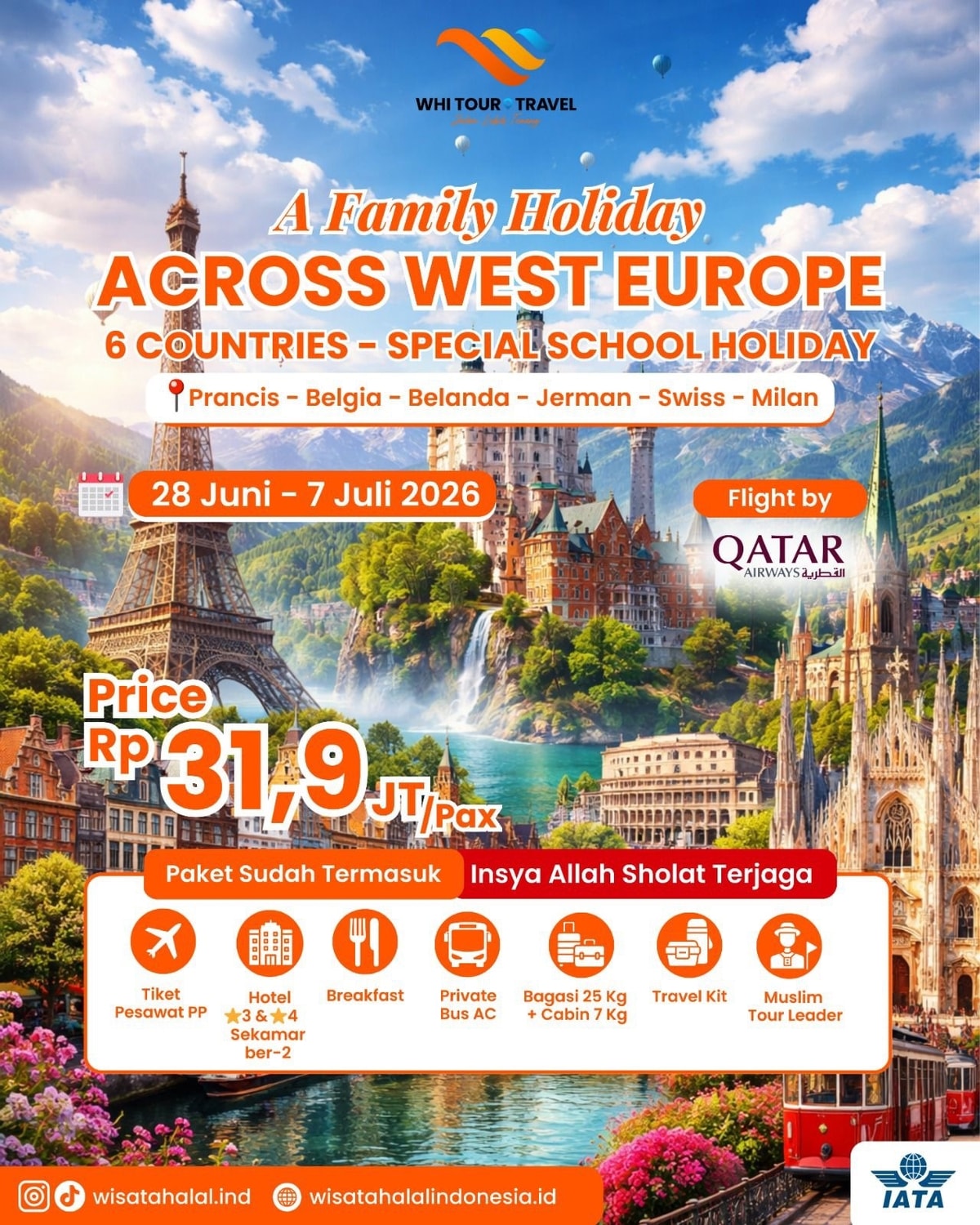 WEST EUROPE SPECIAL SCHOOL HOLIDAY 28 JUNI - 07 JULI 2026
