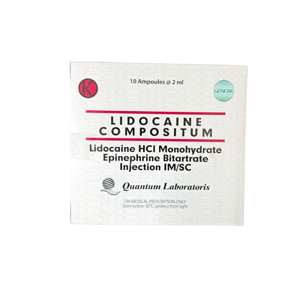Lidocaine Compositum Injeksi – Lidocaine HCl + Epinephrine 2 ml (10 ...