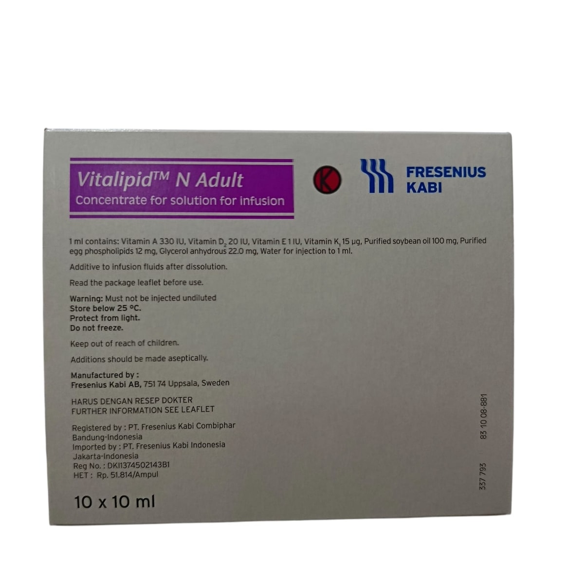 Vitalipid N Adult 10x10ml – Vitamin Infus Dewasa untuk Terapi Nutrisi ...