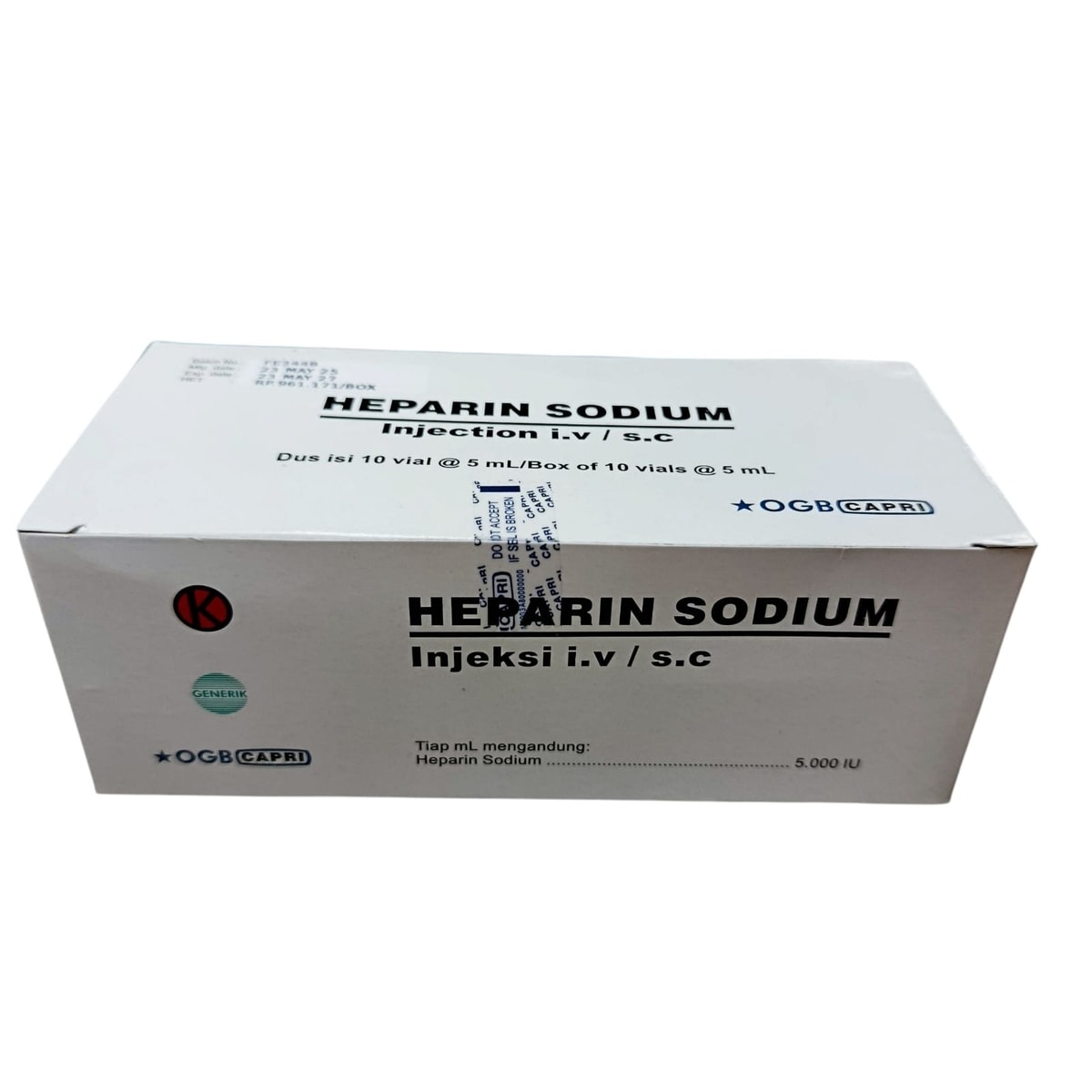 Heparin Sodium 5000 IU/mL Injeksi IV/SC – Antikoagulan Pencegah Pembekuan Darah | OGB Generik