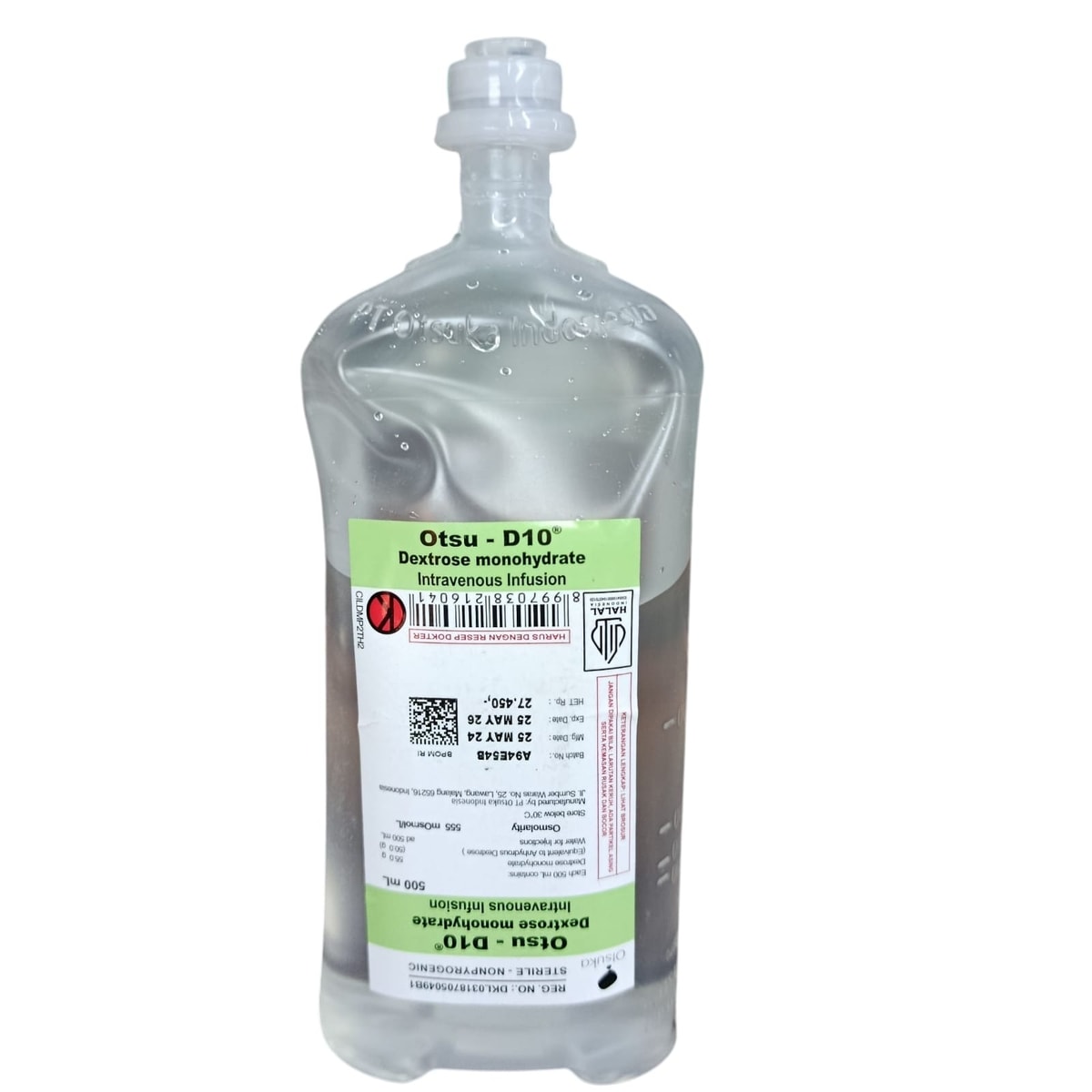 Otsu D10 Infus Dextrose Monohydrate 10% 500 mL – Cairan Infus Steril ...