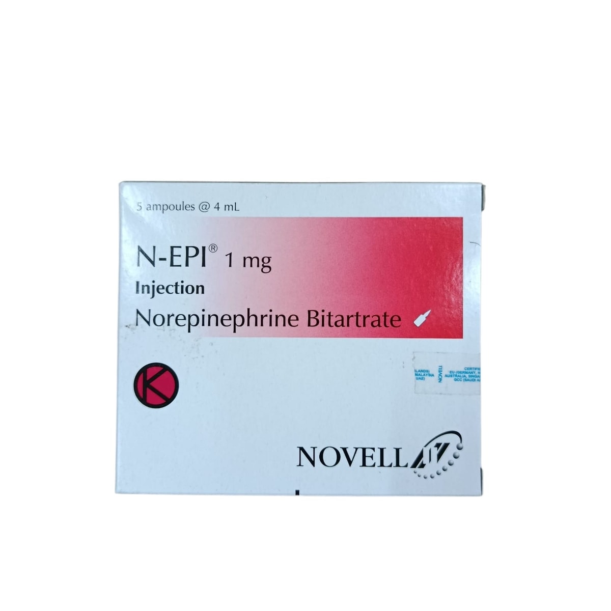 N-EPI Injection Norepinephrine Bitartrate 1 mg/4 mL – Obat Injeksi ...