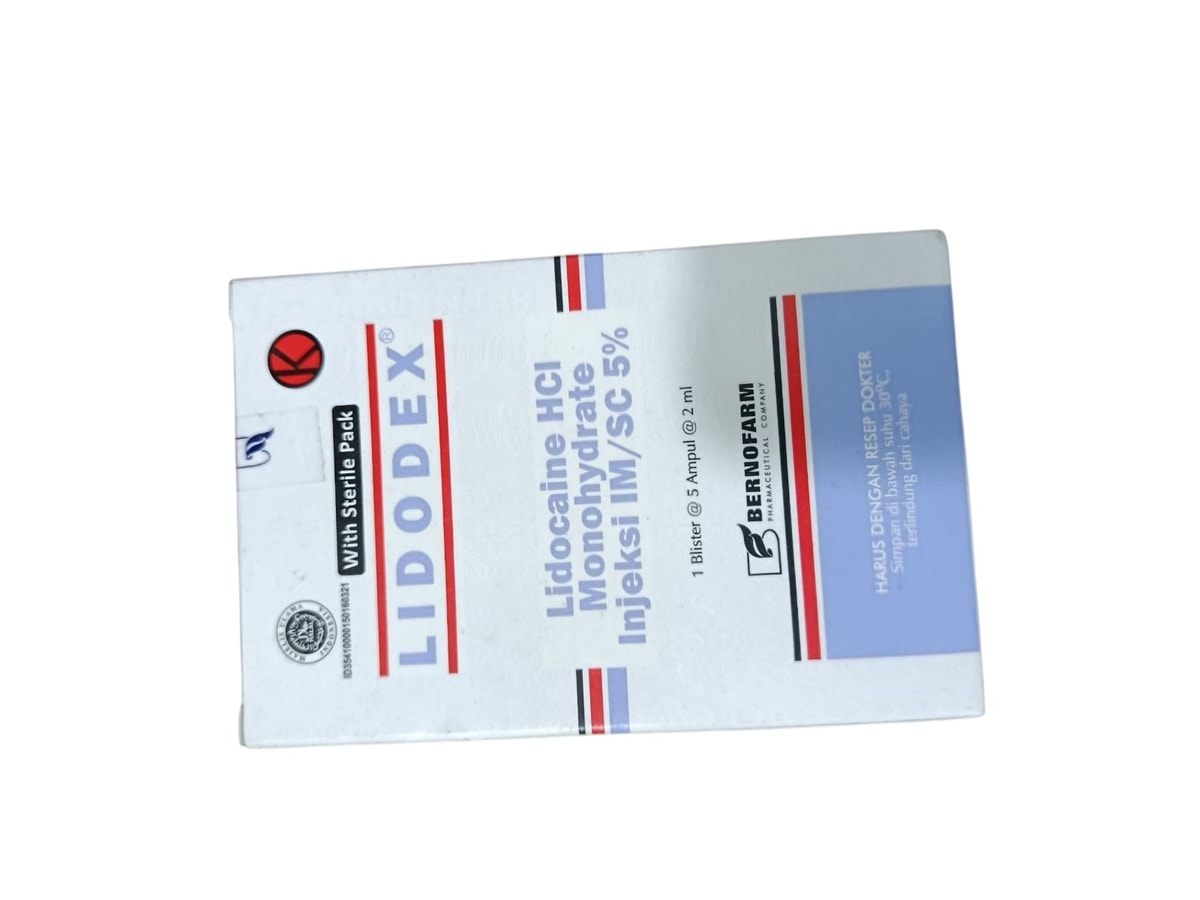 Lidodex Lidocaine HCl 5% Injeksi IM/SC 2ml – Obat Bius Lokal dari Bernofarm