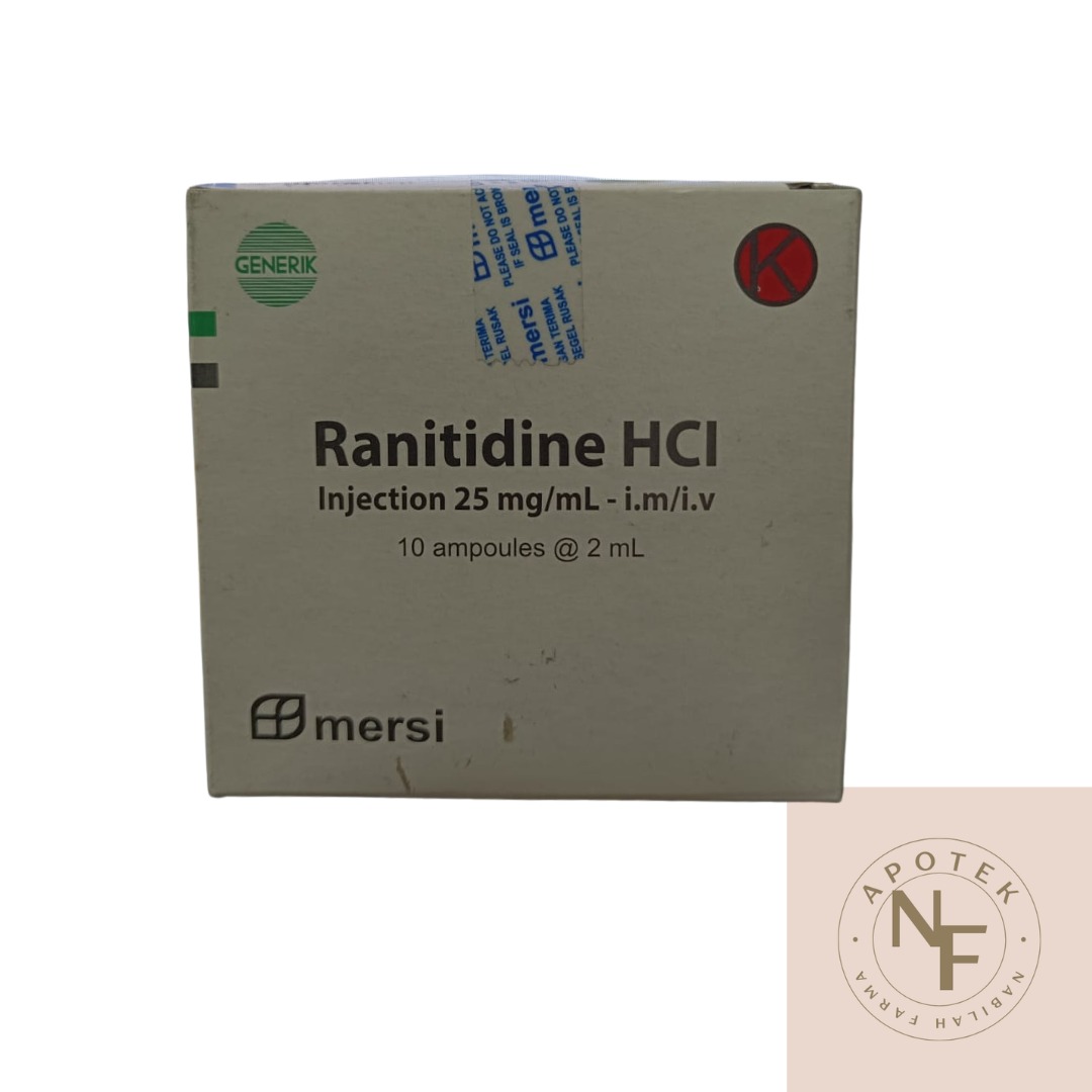 Ranitidine HCl Injeksi 25 mg/mL – 10 Ampul @ 2 mL