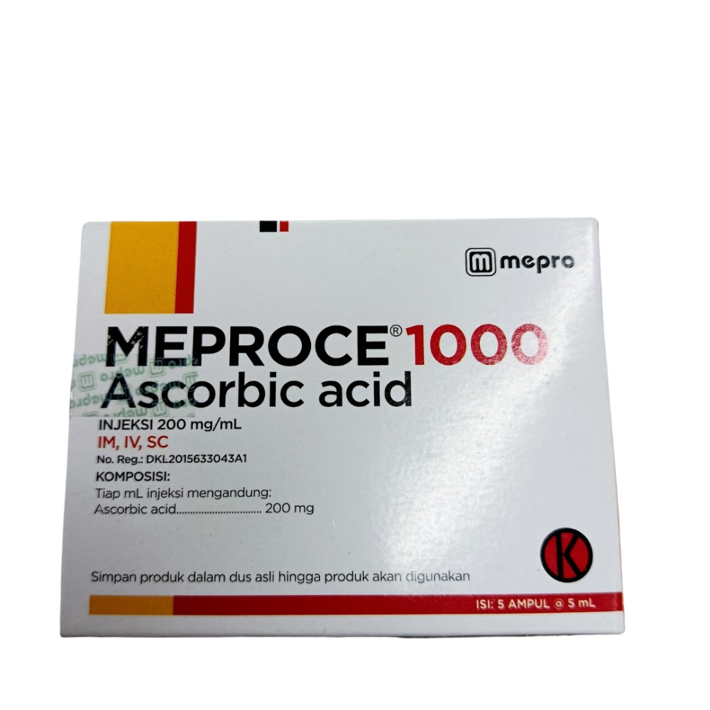 MEPROCE 1000 Ascorbic Acid Injeksi 200mg/mL – Vitamin C Suntik