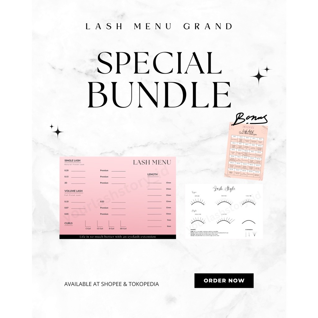Eyelash Extension Lash Menu A4