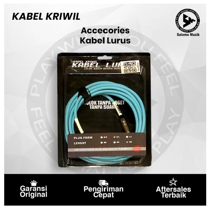Kabel Jack / Kabel Instrument Kriwil Lurus Silent Plug Varian Warna