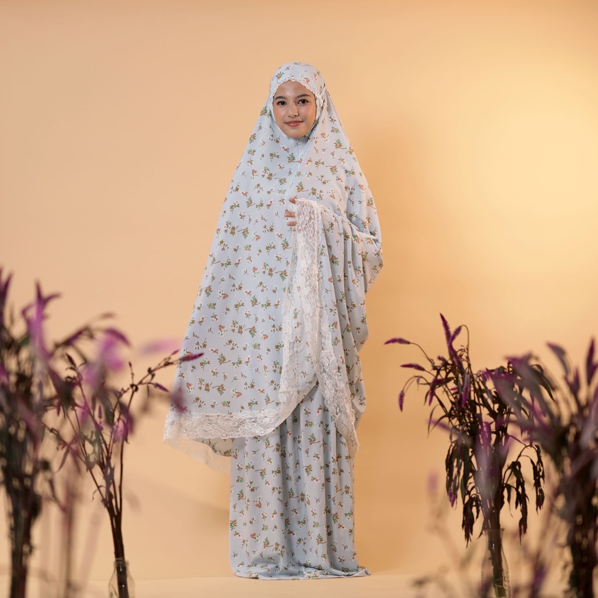 Mukena Bunga - Baby Blue