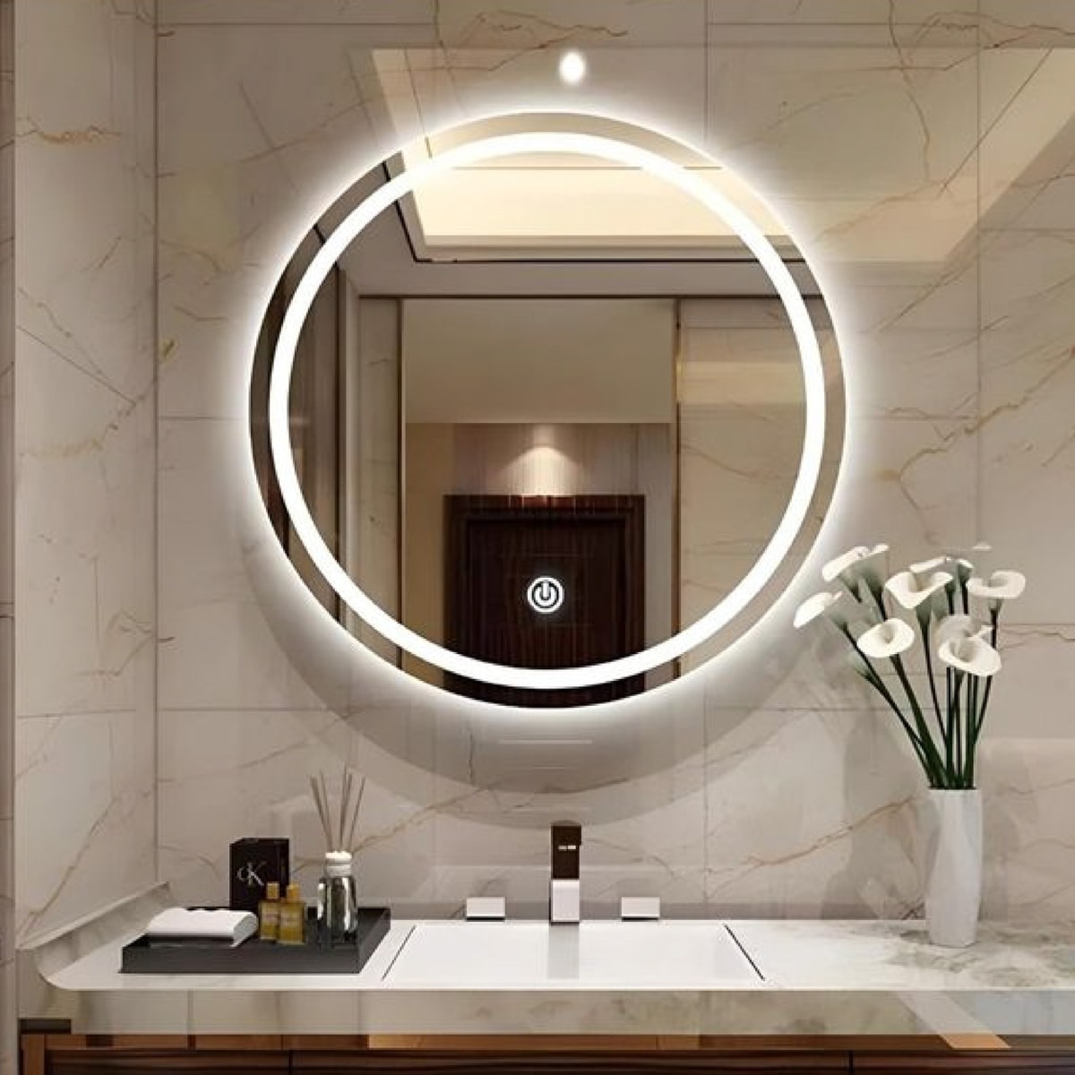 Smart Mirror ROUND Sandblasting