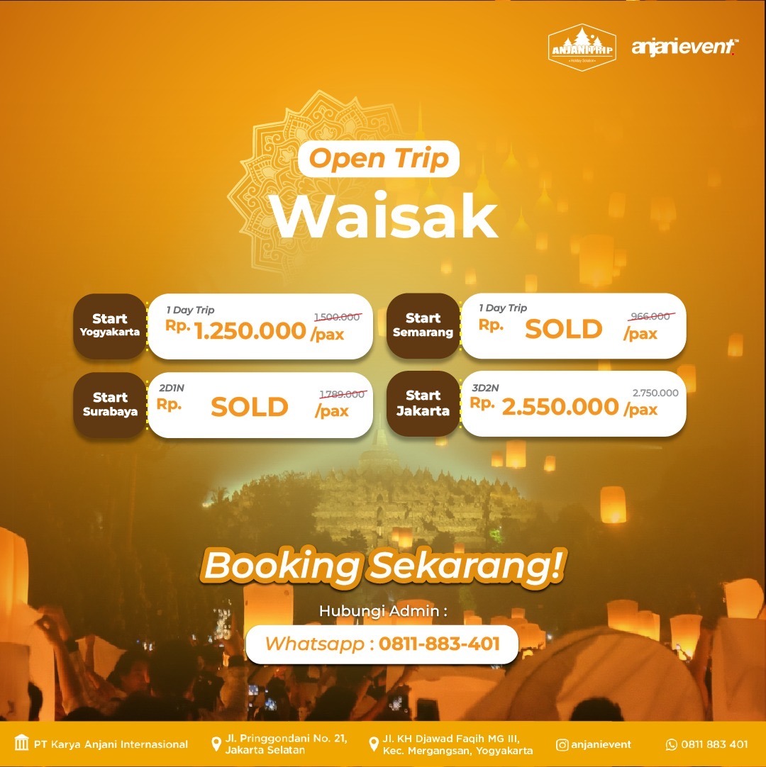 OPEN TRIP FESTIVAL WAISAK BOROBUDUR 2025 START KOTA : JAKARTA