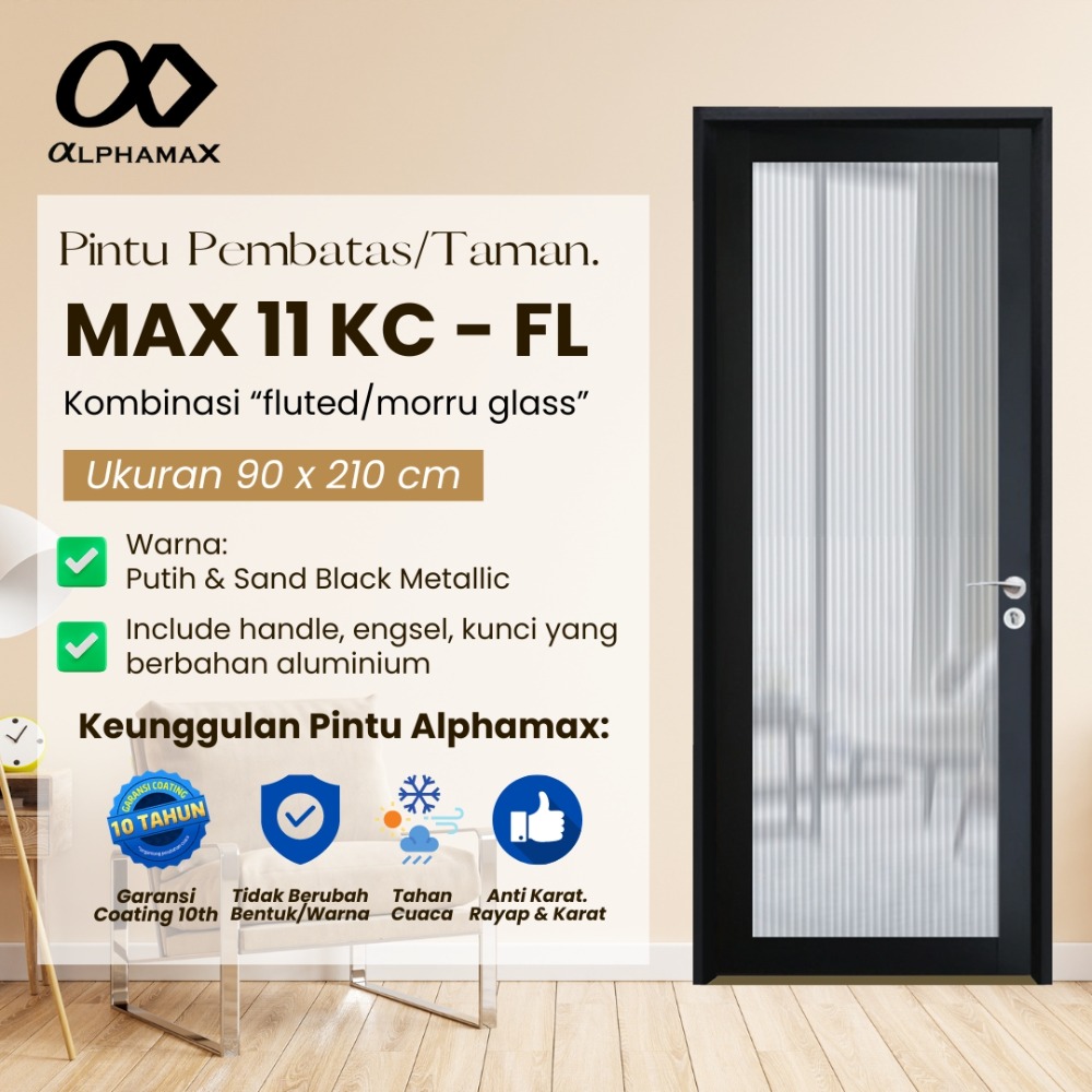 ALPHAMAX Max 11 - KC FL Pintu Rumah Pintu Kantor Pintu Gudang Pintu Aluminium Kaca Fluted/Morru ...