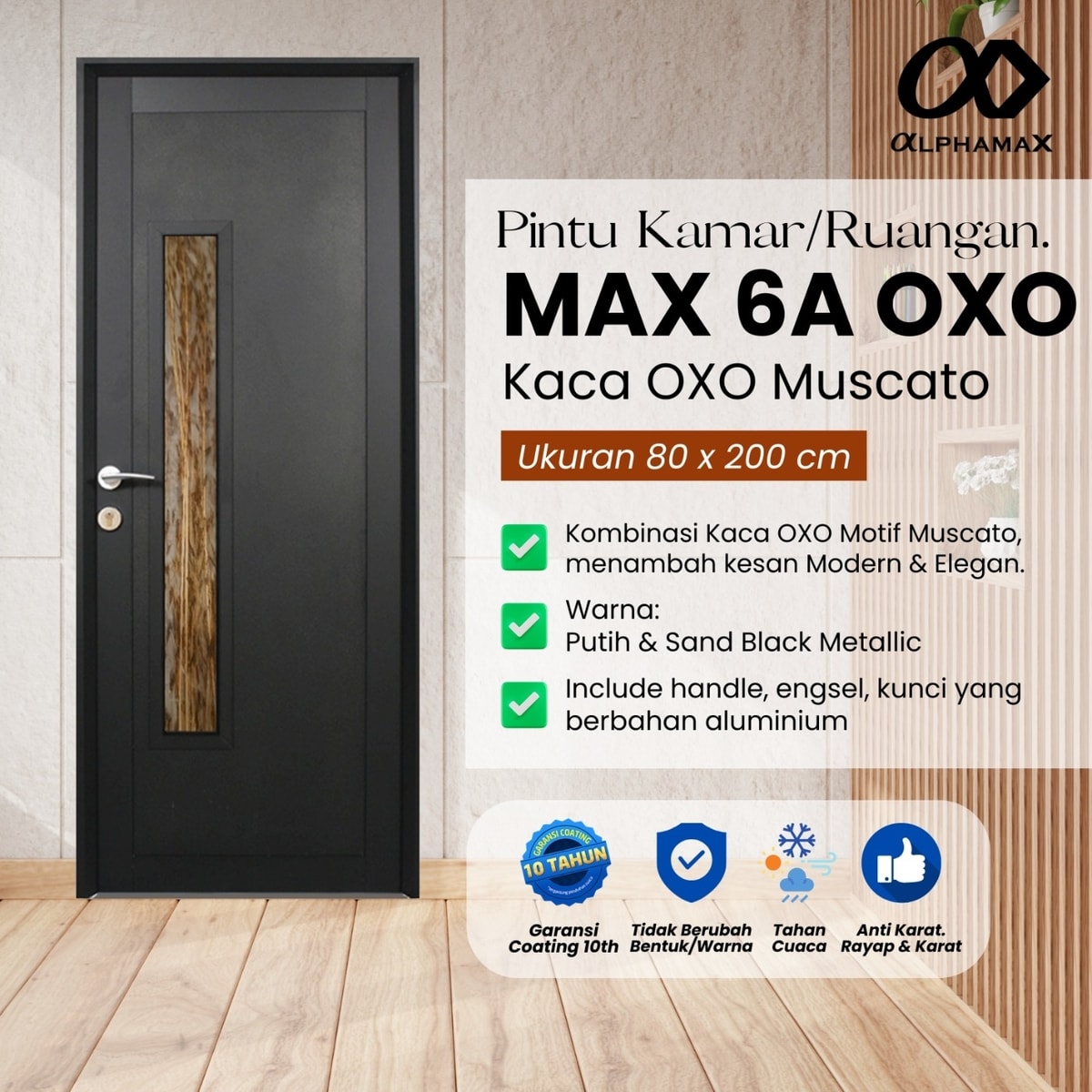 ALPHAMAX Max 6A-OXO Muscato Pintu Rumah Pintu Kamar Pintu Aluminium ...