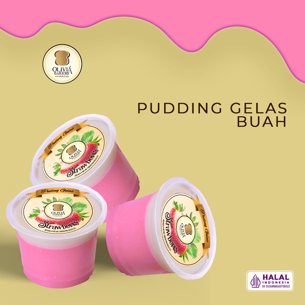 Puding Gelas Buah Strawberry