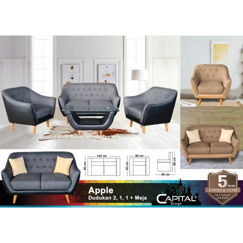 jual Sofa Capital Tipe Apple dudukan 2 , 1 dan 1 + meja dipalembang