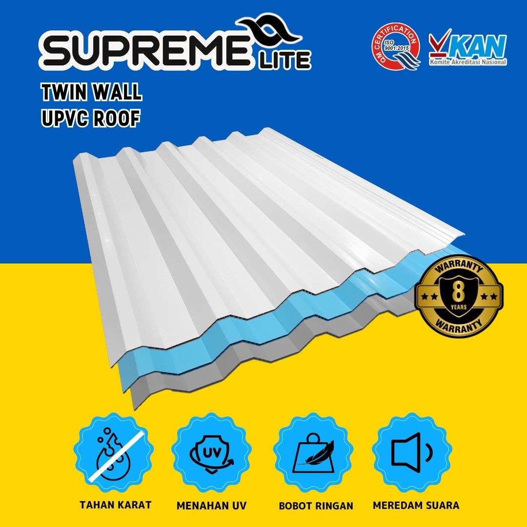 Atap uPVC Supreme Lite Tebal 8mm