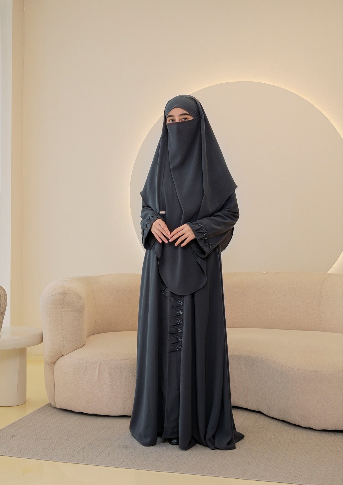 Sultanah Abaya Set Hijab Payet Metal GunGrey