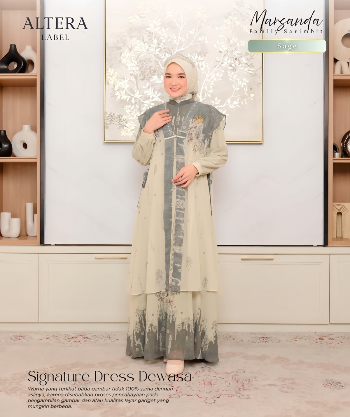 Marsanda Dress Dewasa - Sage