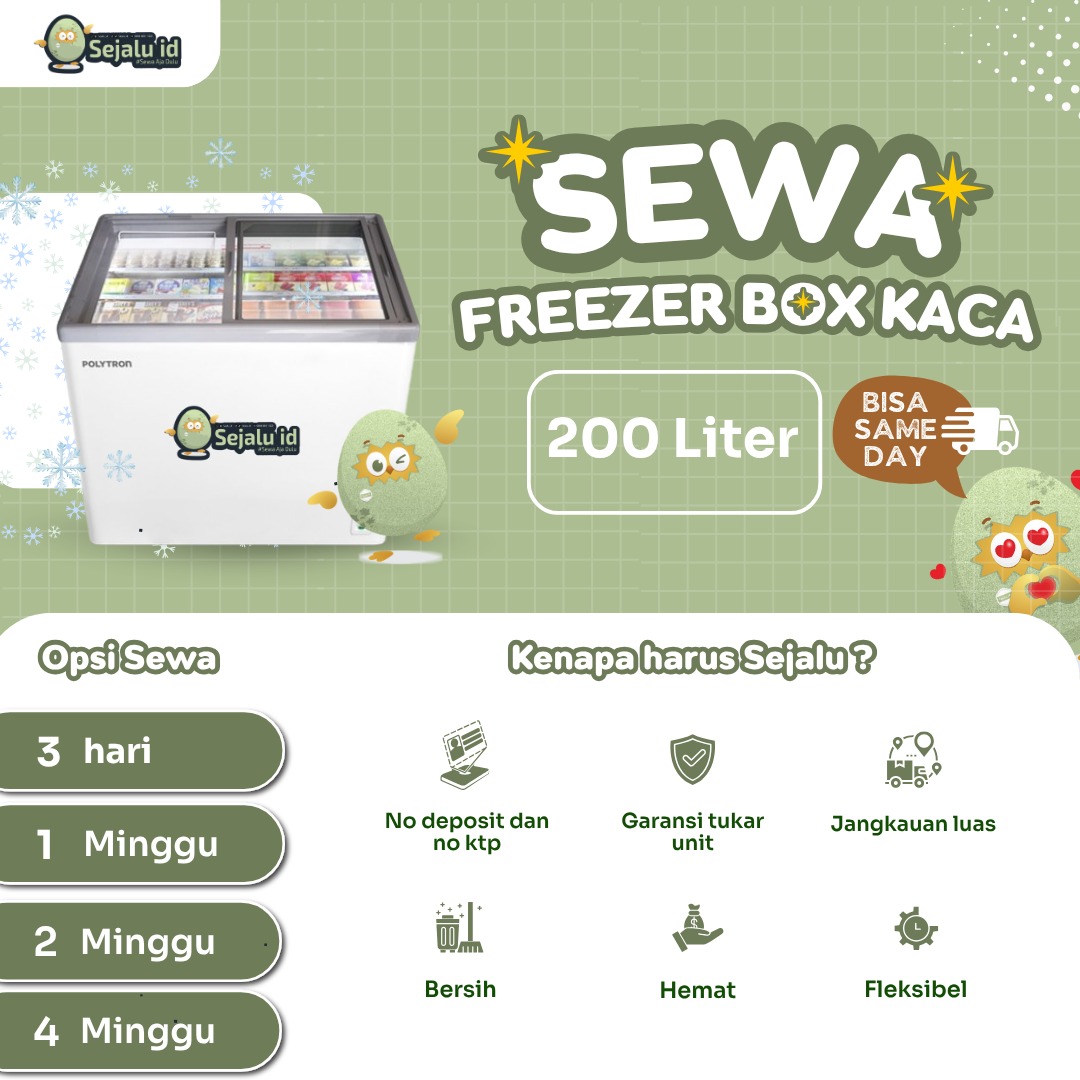 [SEWA] Chest Freezer Box Sliding Kaca 200 liter Polytron PCF 229