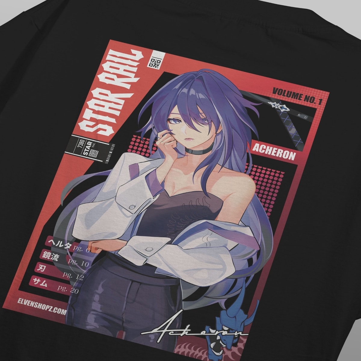 Acheron Honkai Star Rail T-shirt Fan Made(Kaos Acheron Honkai Star Rail)