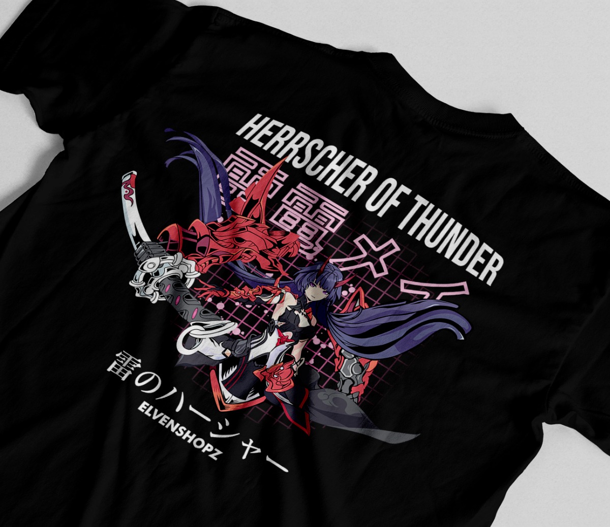 Herrscher of Thunder Raiden Mei Black T-shirt Unisex Fan Made