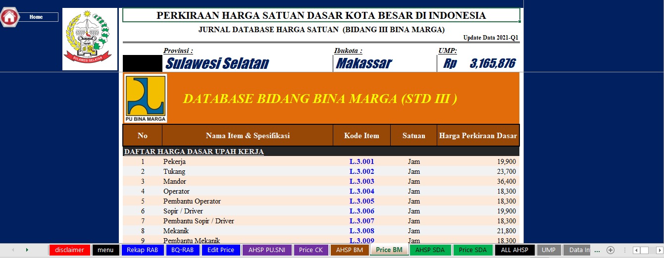 Download Aplikasi DataPro, Aplikasi Jurnal Database Harga Satuan Provinsi Terbaru