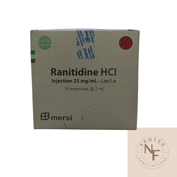 Ranitidine HCl Injeksi 25 mg/mL – 10 Ampul @ 2 mL