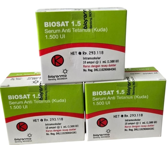 Biosat 1.5 Serum Anti Tetanus (Kuda) 1.500 UI – 10 Ampul @1 mL | Biofarma
