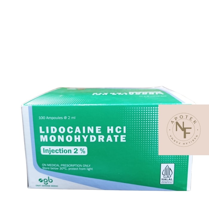 Lidocaine HCl Monohydrate Injection 2% – 100 Ampul @ 2 ml