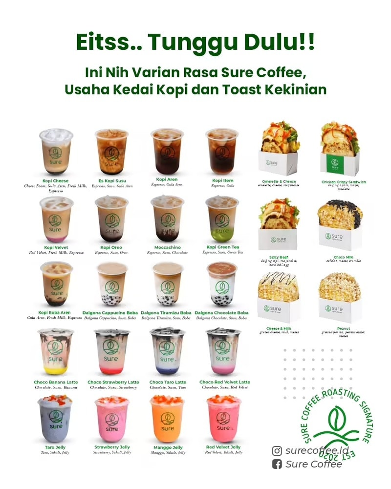 varian Minumanan Kopi Kekinian Sure Coffee