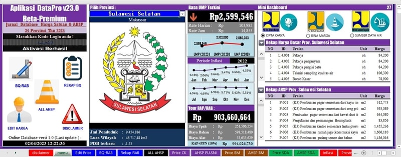 Download Aplikasi DataPro, Aplikasi Jurnal Database Harga Satuan Provinsi Terbaru
